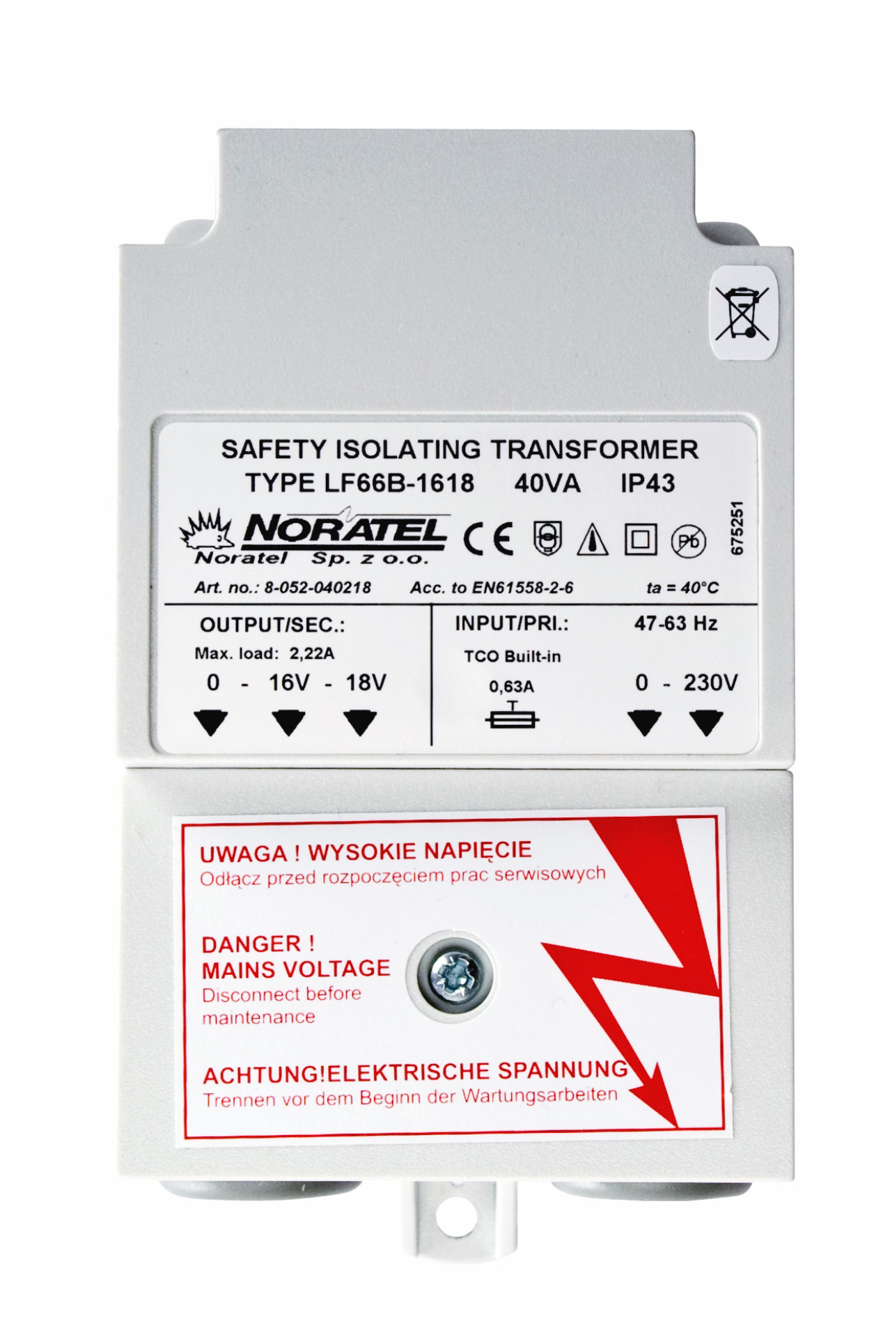 SATEL TR 40 VA Transformátor 230V/18V | maxalarm.sk